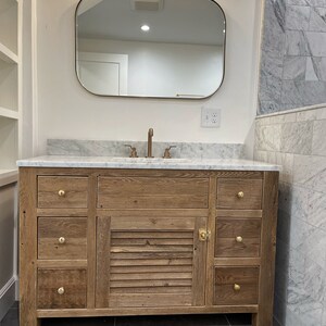 48 White Hard Maple Bathroom Vanity Double Sink Three Drawer Real ...