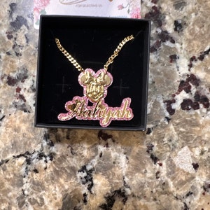 Custom Character Name Necklace Cartoon Necklace Minnie Mouse | Etsy