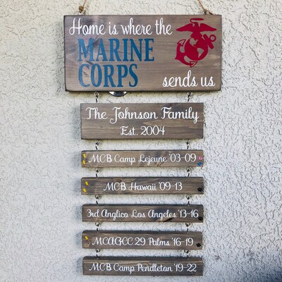 USMC Home is Where the Marine Corps Sends Us Military Duty Station Sign ...