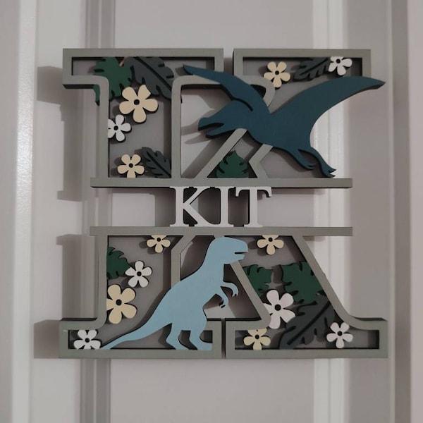 Personalised Dinosaur Themed Door Sign/wall Decor, Personalised Letter ...
