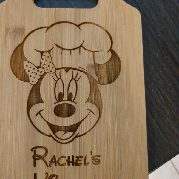 Personalized Name Minnie Mouse Chef Hat Inspired Cheese, Cutting Wood ...