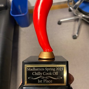 Chili Cook off Trophy Chili Competition Champion Golden Chili - Etsy
