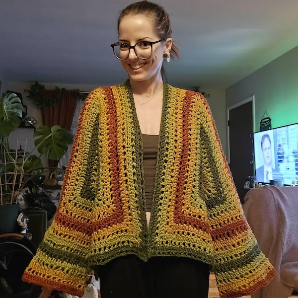 Nocturne Hexagon Cardigan Crochet Pattern: Goth Witch Cottagecore (PDF ...
