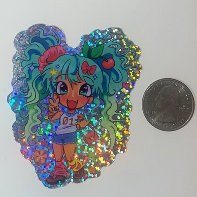 Gyaru Hatsune Miku Acrylic Epoxy Glitter Keychain - Etsy