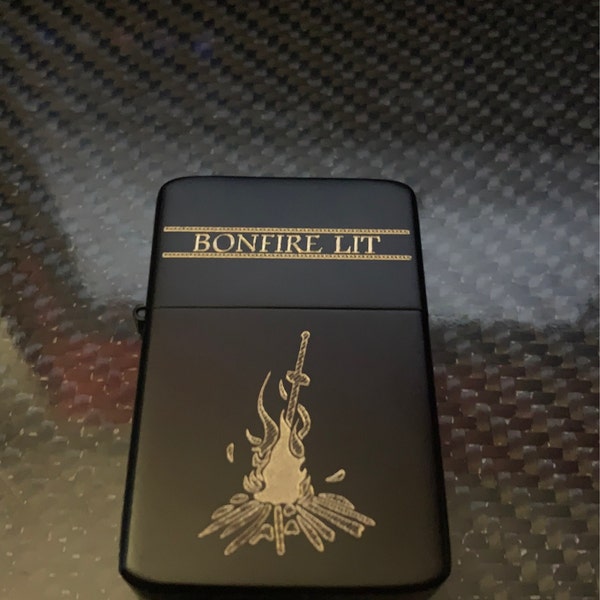 Dark Souls BONFIRE LIT Brass Lighter Finished in Black *free Engraving ...