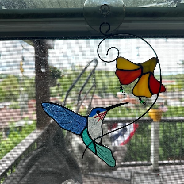 Stained Glass Hummingbird Suncatcher, Stained Glass, Mothers Day Gift ...