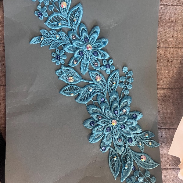 10 3cm Beautiful Satin Blue Padded Roses / Flowers and Leaves With ...