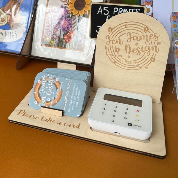 Personalised Wooden Business Card & Reader Stand: Craft Fair Display ...