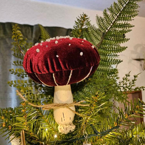 Turquoise and Dark Iridescent Mushroom Tree Topper - Etsy