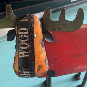 Rustic 9.5 X 8 Repurposed Scrap Metal Moose Statue Home Farm Garden ...