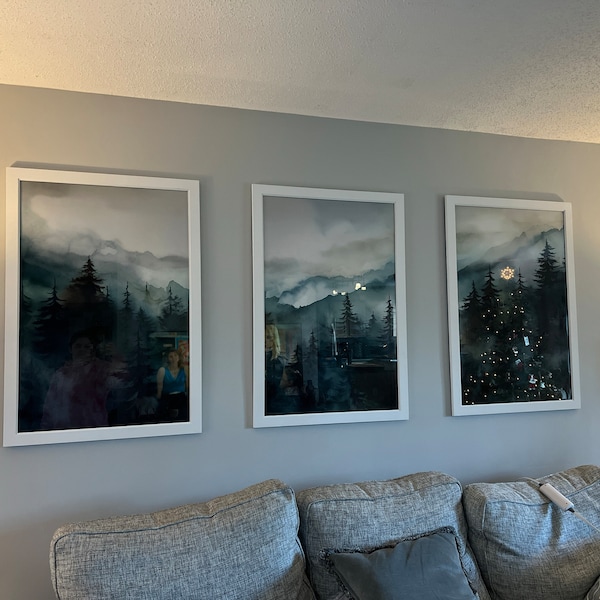 Set of 3 Prints. Watercolor Mountain Prints. 3 Piece Wall Art ...