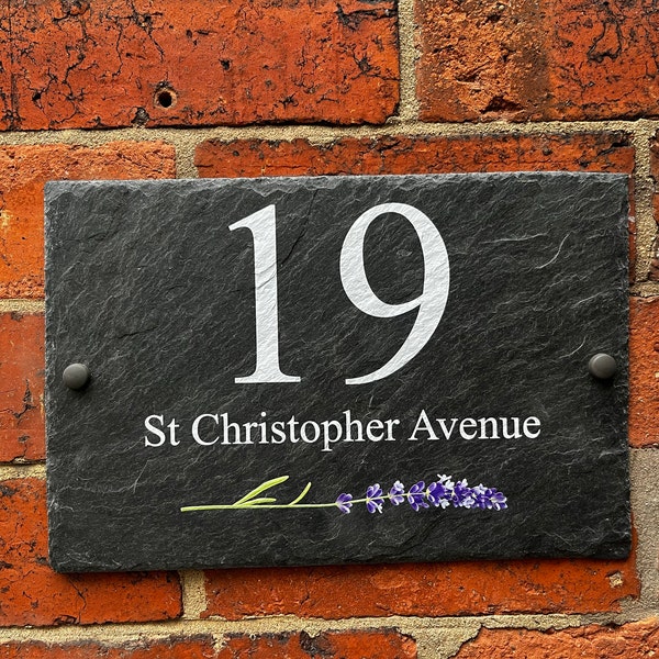 Rustic Lavender Slate House Sign Farmhouse Plaque Door Number 30 X 20cm ...