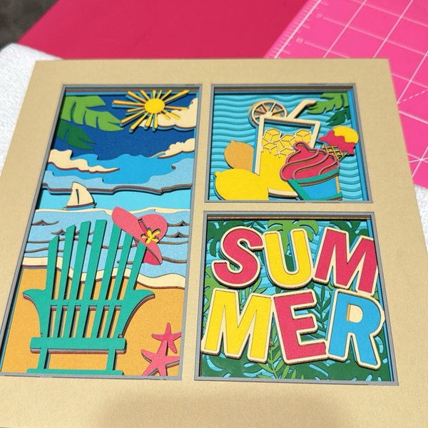 Summer Beach Shadow Box Svg, Summer Beach Light Box Svg, Summer Gift ...