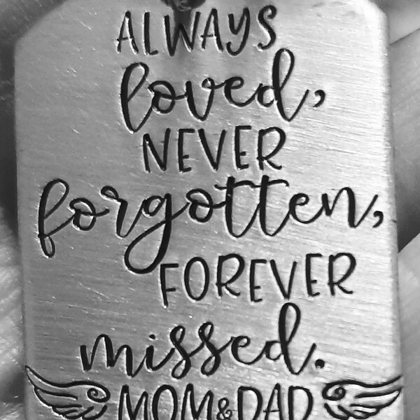 Personalized Hand Stamped Dad Memorial Keychain. in Memory of Father ...