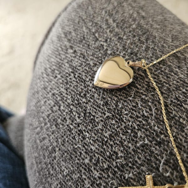 Heart Locket Necklace, Gold Locket Necklace, Big Heart Pendant, Small ...