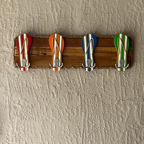 Flip Flop Towel Rack, Pool Towel Rack, Outdoor Shower Hooks, PICK YOUR ...