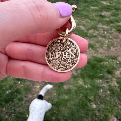 Brass Dog Tag, Personalized Brass Pet ID Tag, Custom Cat Tag, Unique ...