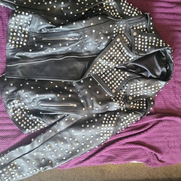 Steampunk Gothic Punk Jacket, Heavy Metal Spikes Studs, Men's Cowhide ...