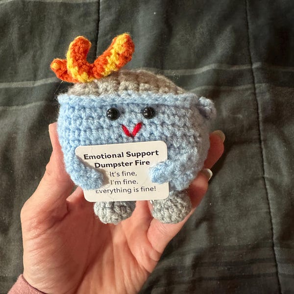 Emotional Support Dumpster Fire,burning Trash Can, Crochet Trash Can,i ...