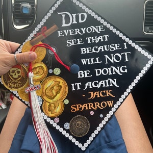 Jack Sparrow Printed Grad Cap Topper, Funny Grad Cap Topper, Custom ...