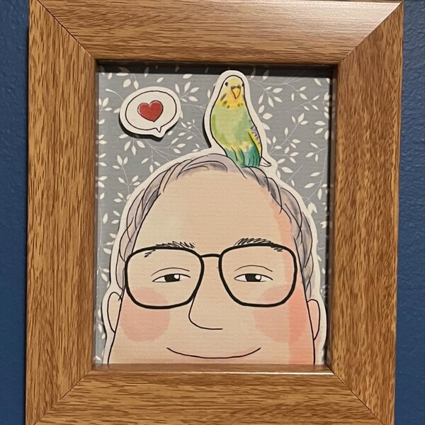 Mini Custom Cat Owner Portrait, Personalized Owner Pet Portrait, Custom ...