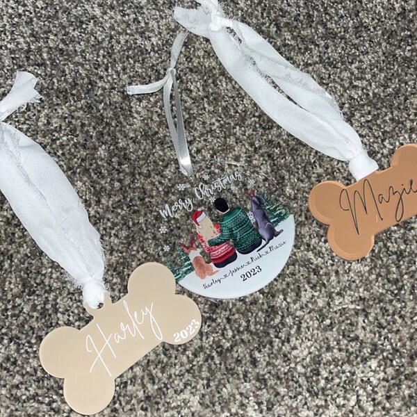 Custom Acrylic Dog Bone Ornament / Christmas Ornament / Custom Ornament ...