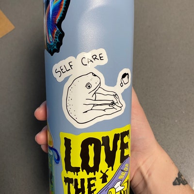 Funny Frog Self Care Sticker, Funny Frog Self Care Retro Sticker, Funny ...