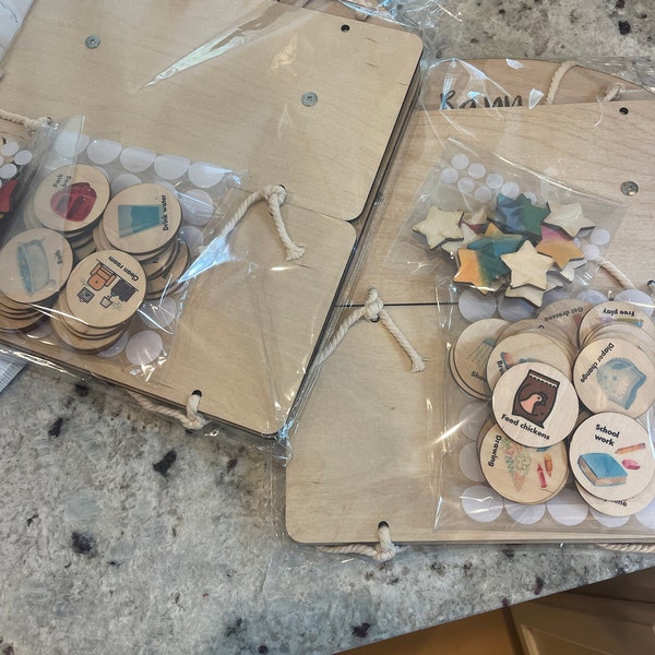 Personalized Wooden Daily Routine Chart, Visual Schedule, Kids Chore ...