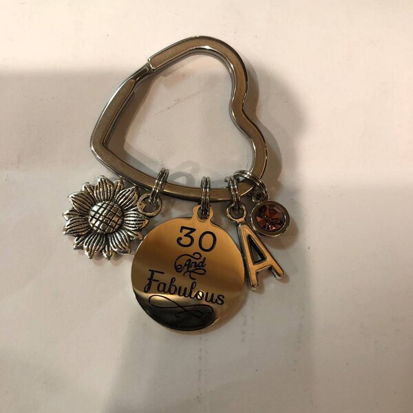 30 and Fabulous Keychain, 30 40 50 60 Birthday Gift Accessory, Thirty ...