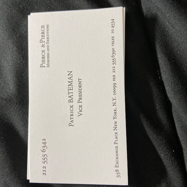 American Psycho - Patrick Bateman Business Card Replicas / Movie Prop ...