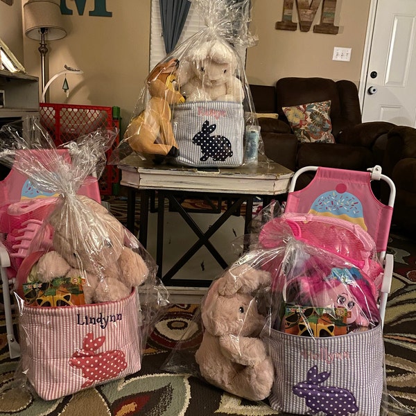 Easter Basket, Personalized Easter Bucket, TOP SELLER, Seersucker ...