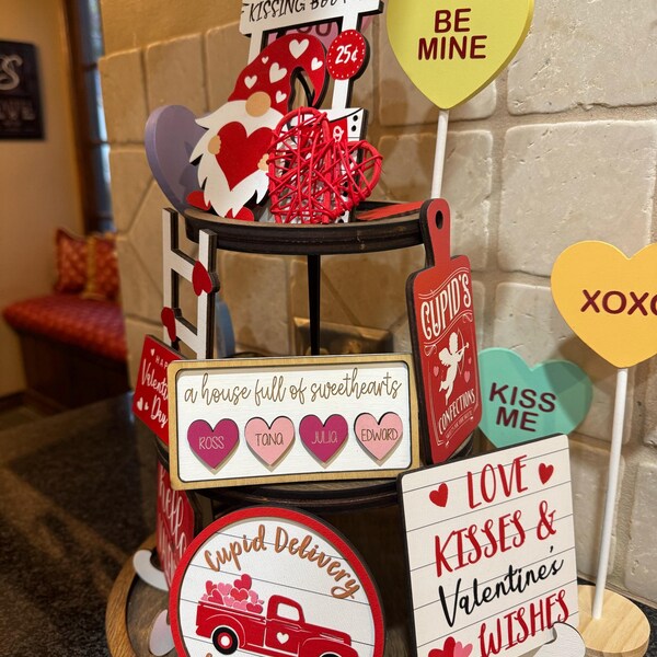 Personalized Mini Valentines Day Sign, Valentines Day Tiered Tray Decor ...