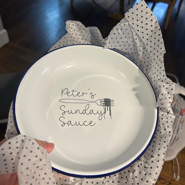 Handwritten Recipe - Engraved Enamel Shallow Bowl - Personalised Bowl ...