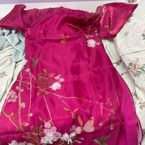 Mom and Daughter Yellow Ribbons Matching Ao Dai Set Pre-made ...