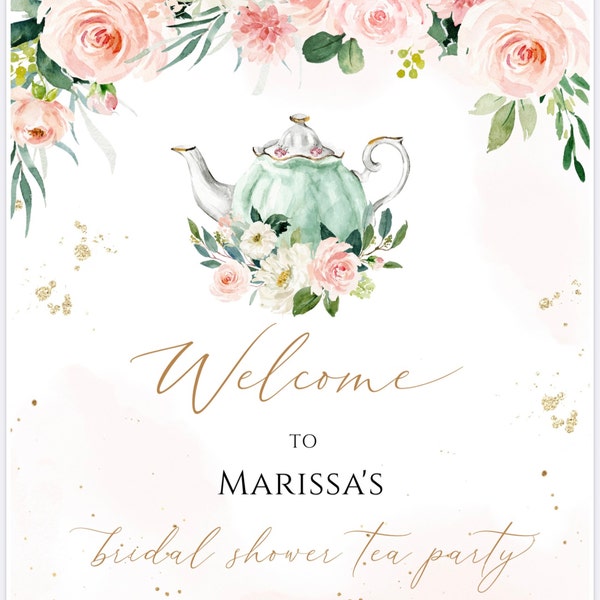 Tea Party Welcome Sign Template, Printable Bridal Tea Shower Welcome ...