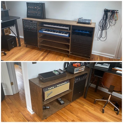 14U SLANTED STUDIO RACK Sidecar With Drawer Angled Audio Rack Storage ...