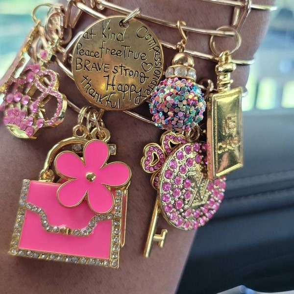 Stackable Bling Charm Bangles, Red, Black, Pink, Blue, Clear, Green ...