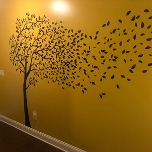 Blowing Tree Wall Decal Large Tree Wall Decal Girls Room | Etsy