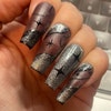 Black Stars Press on Nails, Black Coffin Nails, Custom Fake Nails, Handpainted False Nails ...