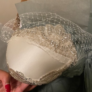 Luxury Beaded Juliet Cap Wedding Veil , Kate Moss Style Veil, 1930s ...