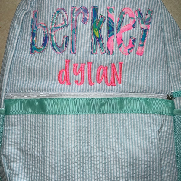 Scalloped Monogram Applique School Backpack, Personalized Bookbag ...