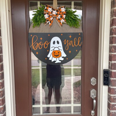 Halloween Front Door Decor Halloween Wreath Boo Y'all Ghost Halloween ...