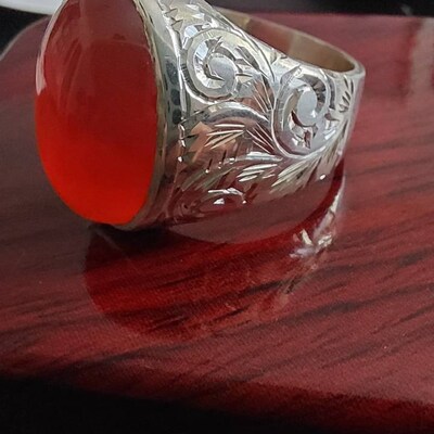 Beautiful Design Men and Women Coral Marjan Ring, 925 Sterling Silver ...