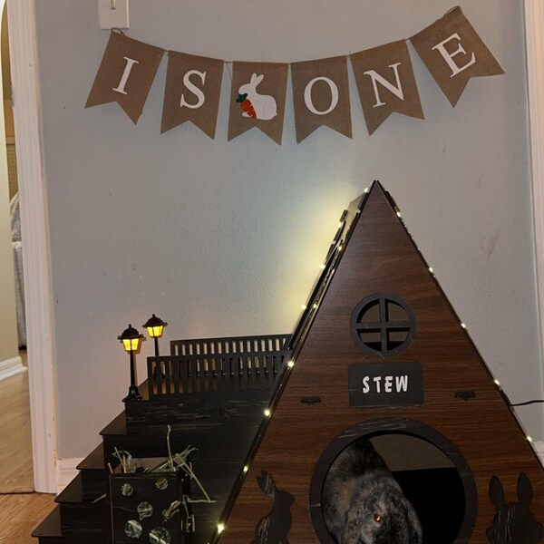 Modern Two-story Rabbit House: Indoor Bunny Castle With Stairs - Etsy