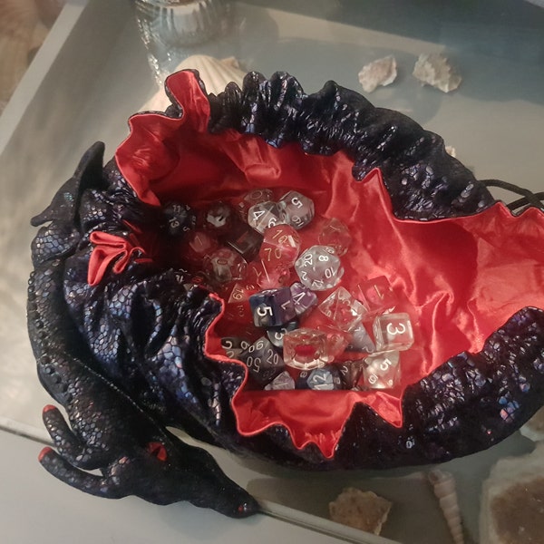 Large Black Dragon Scale Dice Bag. DND Dice Bag. Dice Pouch ...
