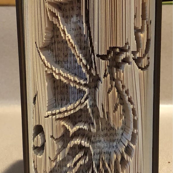 Rose Flower: Book Folding Pattern, Instruction DIY Folded Book Art, Cut ...