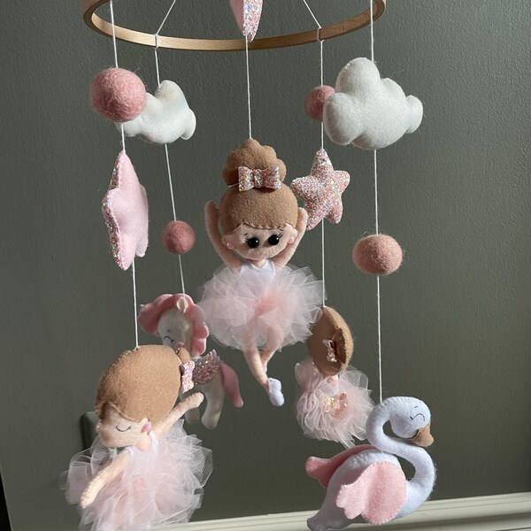 Nursery Mobile Fairy Crib Mobile Girl * Baby Mobile Ballet Dancer Girl ...