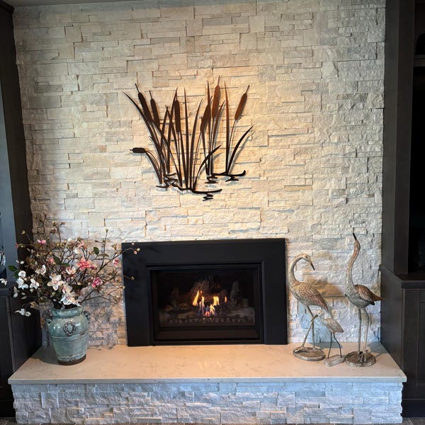 Metal Cattails and Dragonfly Wall Art, Metal Dragonfly Wall Decor ...