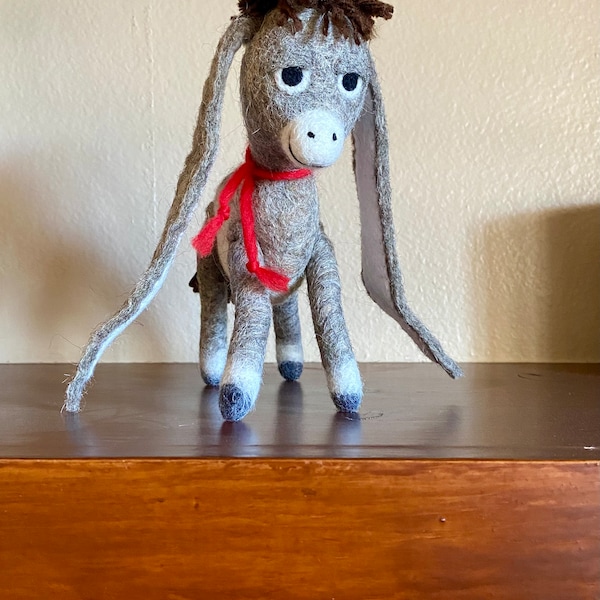Nestor - the Long-eared Christmas Donkey. Art Toy. Standing Felted ...
