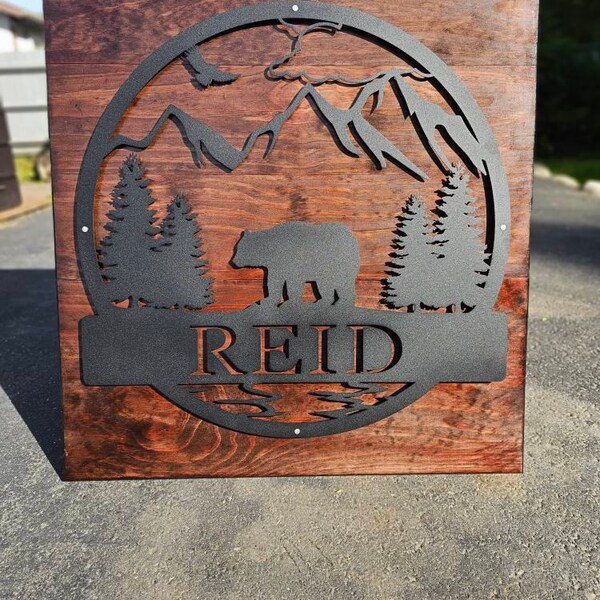 Bear Cabin Sign | Personalized Metal Bear Sign | Cabin Decor | Outdoor ...